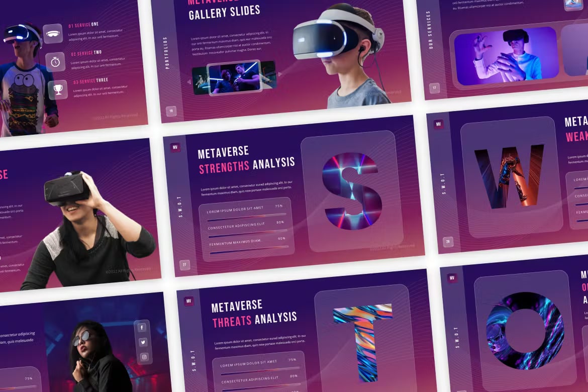 Metaverse - Glassmorphism Metaverse PowerPoint Template - DesignReap